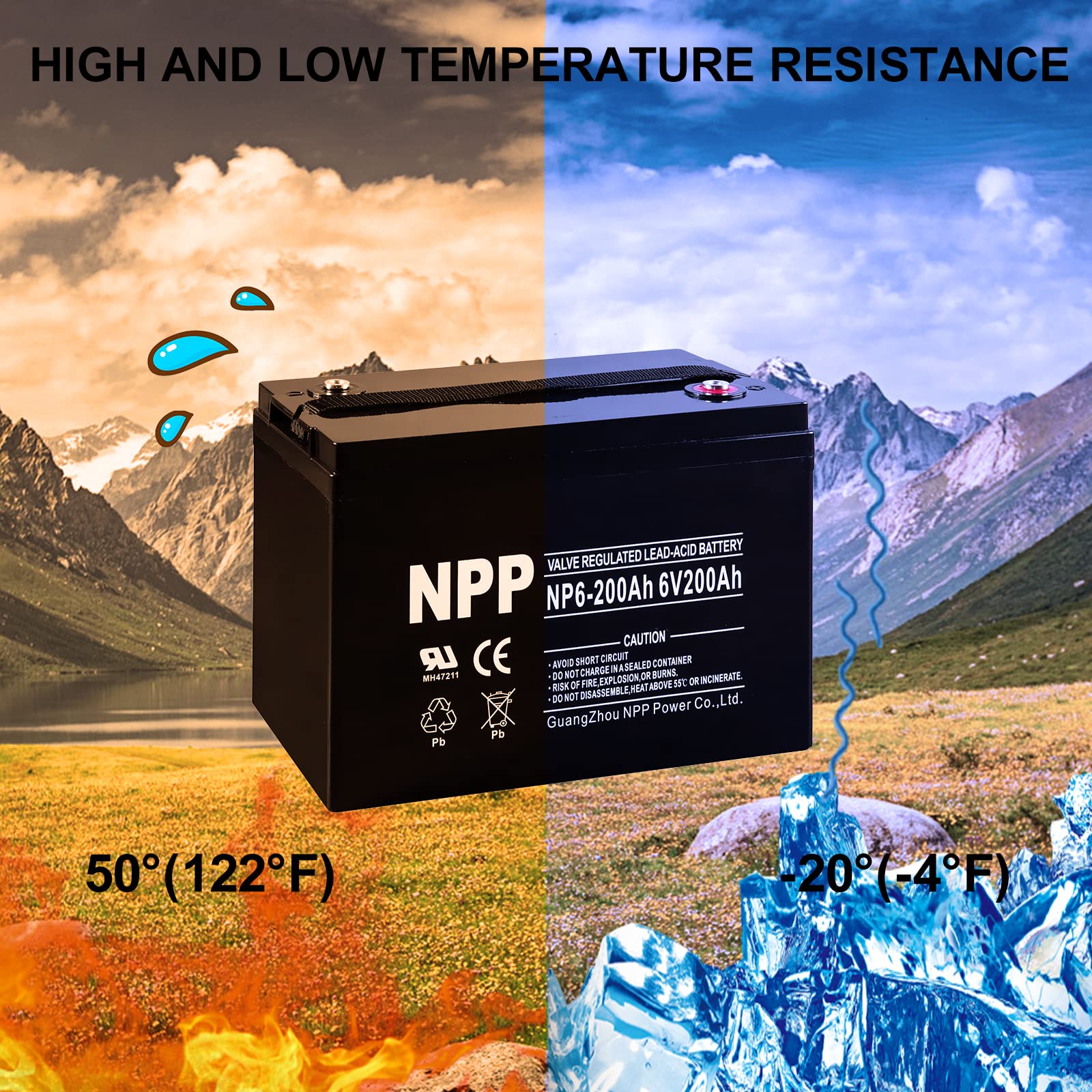 NPP 6V 200Ah (T16A, 2Pcs) Golf Cart Battery, SLA AGM Battery, Replace UB62000, Pallet Jack, Ideal for Solar Setup, Trolling Motor, RV, Marine, Wheelchair, Camping and Sightseeing Car