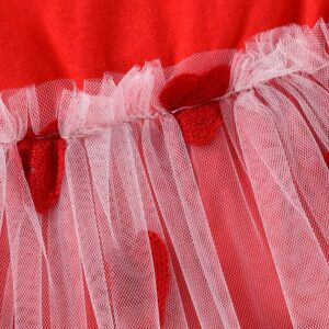 Infant Girls Dresses Double Tulle Long Sleeves Dresses+Bow Headband 3D Heart Applique Valentines Day Baby Clothes (Red Dress,3-6 Months)