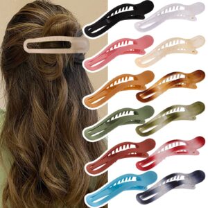 magicsky 12 pcs alligator hair claw clips, french matte barrette non-slip large duckbill, functional raised & wide teeth hair decor grip, styling beauty accessory for women and girls thick thin hair