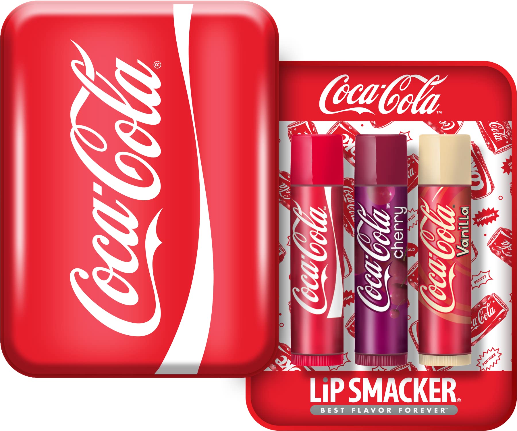 Lip Smacker Coca-Cola 3PC Lip Balm Tin Classic Coke, Cherry Coke, and Vanilla Coke