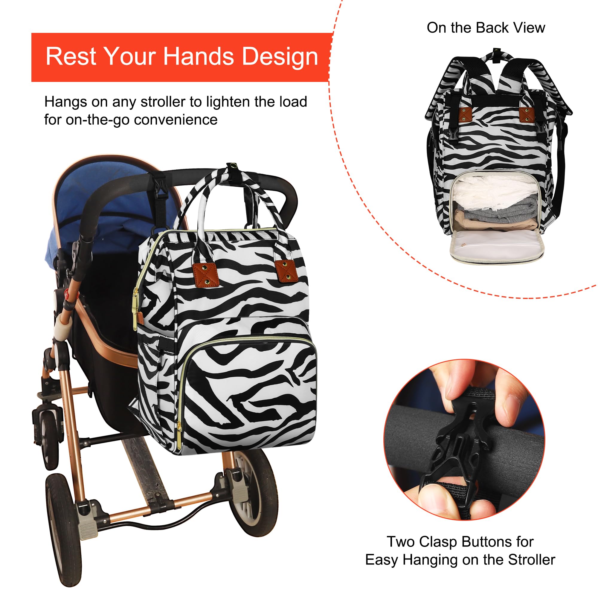 HABOPET Diaper Bag Backpack Multi-Function Baby Bag With Large Capacity and Insulated Pockets Diaper Backpack Organizer Bag for Mom/Dad, Black