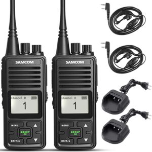 samcom 3000mah two way radios long range rechargeable high power, walkie talkies for adults commercial programmable heavy duty 2-way radios uhf handheld radios walkie talkies with earpieces, 2 packs