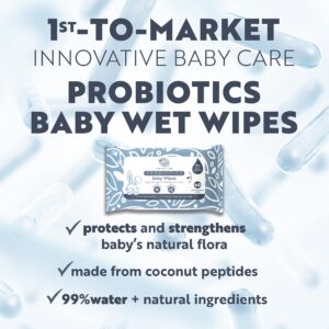 HEROLIFE Large Probiotics Baby Wipes for Delicate & Sensitive Skin, Plant-Based, Biodegradable, Hypoallergenic & Fragrance-Free, formulated with plant-derived, probiotic ingredients (3 packs of 40 =