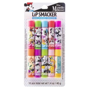 lip smacker party pack collection, disney, flavored lip balm for kids - minnie mouse