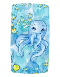 dear baby gear deluxe crib sheet cotton polyester baby crib sheets, soft machine-washable crib mattress sheet - octopus under the sea ocean bubbles and sea creatures, 52"x28"x10"