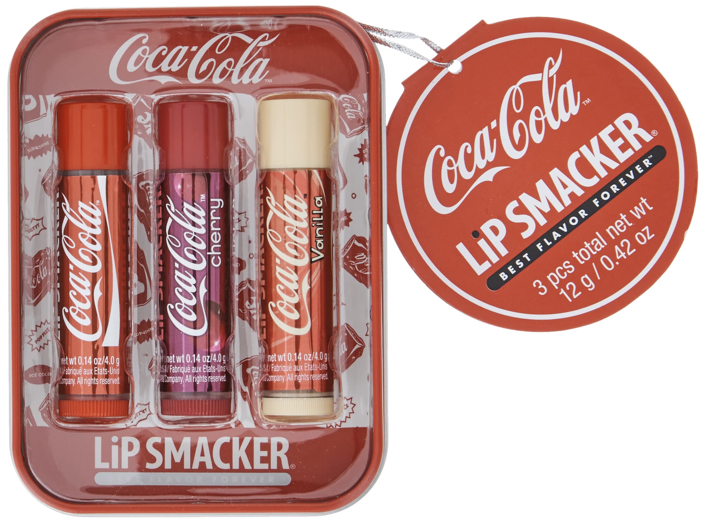 Lip Smacker Coca-Cola 3PC Lip Balm Tin Classic Coke, Cherry Coke, and Vanilla Coke