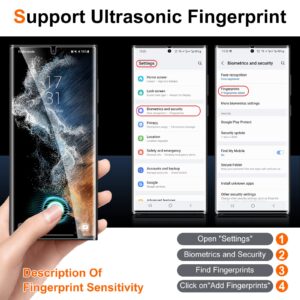 UniqueMe [ 2+3 Pack Compatible with Samsung Galaxy S22 Ultra Screen Protector, 5G 6.8 inch Flexible TPU, 3 Pack Camera Lens Protector [Support Fingerprint] [Self-Healing]