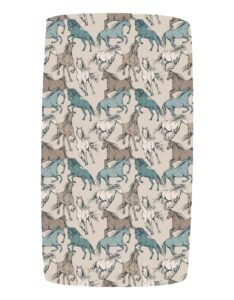 dear baby gear deluxe crib sheet cotton polyester crib sheets, soft machine-washable crib mattress sheet, baby bed sheets - tan teal and cream horses on natural print, 52"x28"x10"