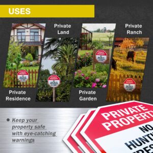 KOTTO Posted Signs No Trespassing No hunting signs, Posted Signs No Hunting or Trespassing Signs, Heavy Duty, Weather Resistant, 6 Pack 12" Rustproof Aluminum Posted Signs