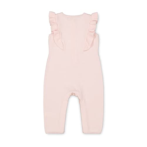 Hope & Henry Layette Baby Short Sleeve Ruffle Sweater Romper Pale Pink