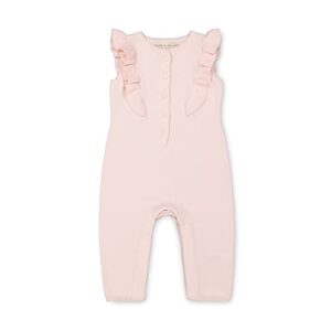 hope & henry layette baby short sleeve ruffle sweater romper pale pink