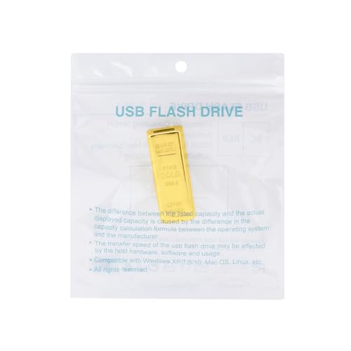 64GB USB Flash Drive Gold Bar-Shaped, BorlterClamp Novelty USB Drive Funny Thumb Drive Memory Stick for External Data Storage