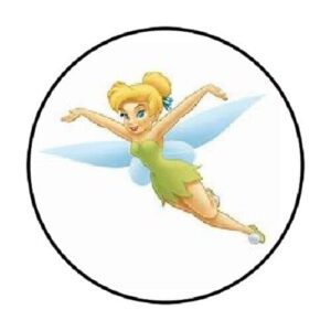 48 pcs tinker bell flying stickers envelope seals labels round tags, stamps sticker for gift cards, envelopes, boxes for holiday, birthday, christmas