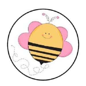 48 pcs cute pink bee stickers envelope seals labels round tags, stamps sticker for gift cards, envelopes, boxes for holiday, birthday, christmas