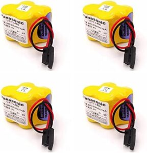 battemall (4-pack) br-2/3agct4a 6v 4400mah replacement battery for panasonic fanuc a98l-0031-002 (black connector)