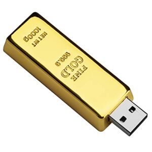 64gb usb flash drive gold bar-shaped, borlterclamp novelty usb drive funny thumb drive memory stick for external data storage