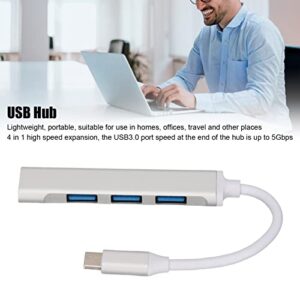 USB Hub, Light Weight USB C to USB 4 in 1 USB Docking Station for Tablet for Keyboard for Printer(Silver)