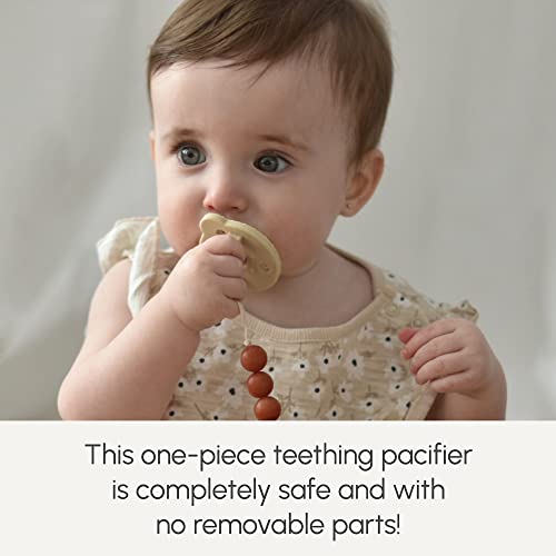 Soothipop Silicone Pacifier Teething Toys for Babies 0-6 Months 12, 18 Months - (2 Pack) Pacifier Shaped Baby Teether, Soft Teething Pacifiers for Babies Baby Teething Relief Bear (Caramel & Gray)