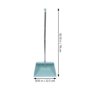 Broom and Dustpan Set Long Handle Stand Up Dustpan and Broom Set Household Brooms for Home Kitchen Room Cleaning Tool (Blue)