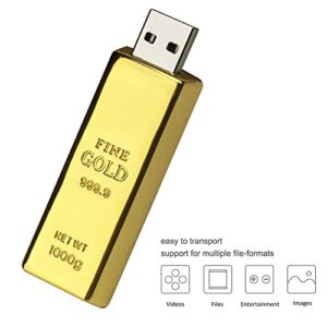 64GB USB Flash Drive Gold Bar-Shaped, BorlterClamp Novelty USB Drive Funny Thumb Drive Memory Stick for External Data Storage