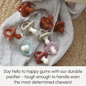 Soothipop Silicone Pacifier Teething Toys for Babies 0-6 Months 12, 18 Months - (2 Pack) Pacifier Shaped Baby Teether, Soft Teething Pacifiers for Babies Baby Teething Relief Bear (Caramel & Gray)