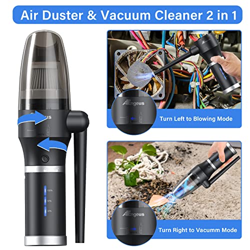 ATEngeus Compressed Air Duster & Vacuum, 77000 RPM Cordless Air Duster, 3 in1 Air Blower, Detachable Battery, Replaces for Air Cans, Keyboard Cleaner, Vacuum Cleaner for pc