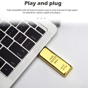 64GB USB Flash Drive Gold Bar-Shaped, BorlterClamp Novelty USB Drive Funny Thumb Drive Memory Stick for External Data Storage