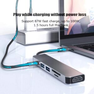 WPYYI USB HUB C Adapter 6 in 1 USB C to USB 3.0 HDMI-Compatible Dock USB-C Type C 3.0 Splitter