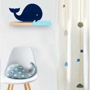 CribMATE Wall Shelf Kids Whale Nursery Decor Floating Shelves - Floating Whale Bookshelf - Wood Toy Display Organizer - Baby Nursery Wall Decor. Peg Board Book Shelves, Picture Ledge Blue