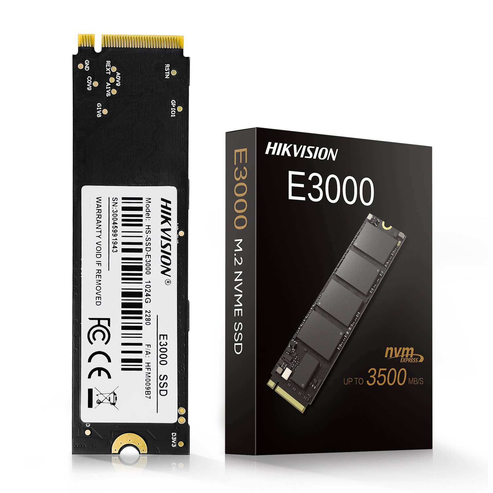 Hikvision E3000 Internal NVMe PCIe M.2 SSD 1TB SSD, Internal Solid State Drive, Gen 3x4, 2280, 3D NAND Flash Memory, Up to 3500MB/s Read Speed