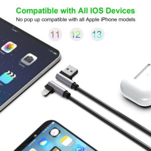 Right Angle 1.8M/6Ft iPhone 90 Degree USB Coiled Lightning Charging Cable for CarPlay,Apple Fast Charging+Sync Data Spring Retractable Charger Cord Adapter for iOS/iPhone 13/12/11/SE/Xs/Xr/8/7/6/iPad