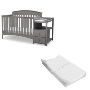 delta children abby convertible crib 'n' changer + changing pad and cover [bundle], grey