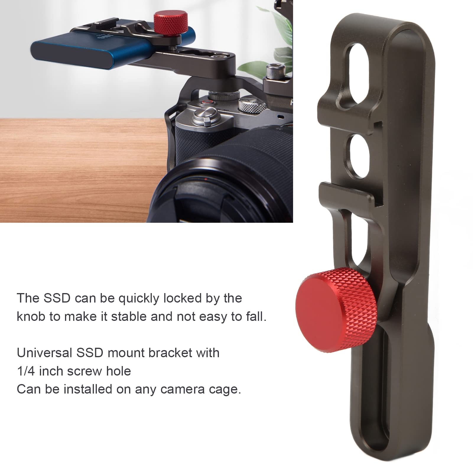 LAJS SSD Mount Bracket, Lightweight High Strength Easy Install SSD Holder Clamp Durable for T5 SSD