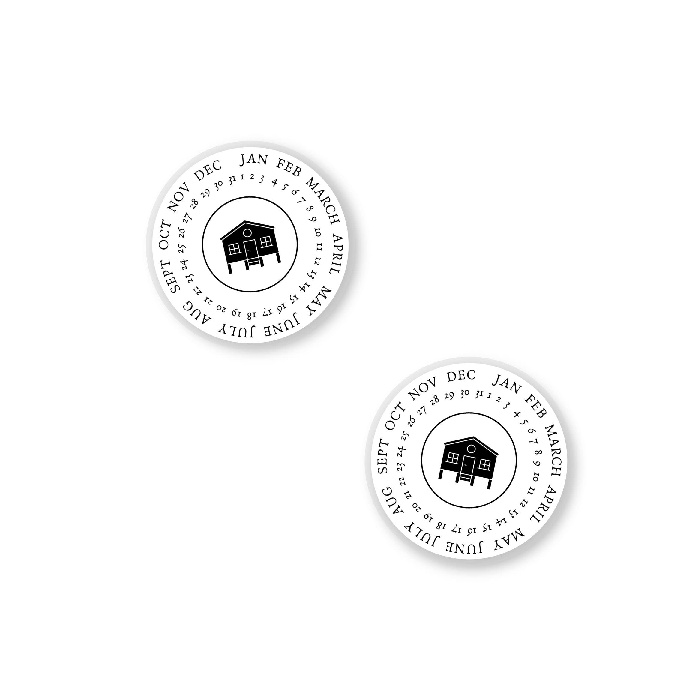 Laid On Date Stickers | 50 Pack | 2" Round Stickers | Farm Fresh Stickers | Egg Carton Stickers | White with Chicken Coop Design