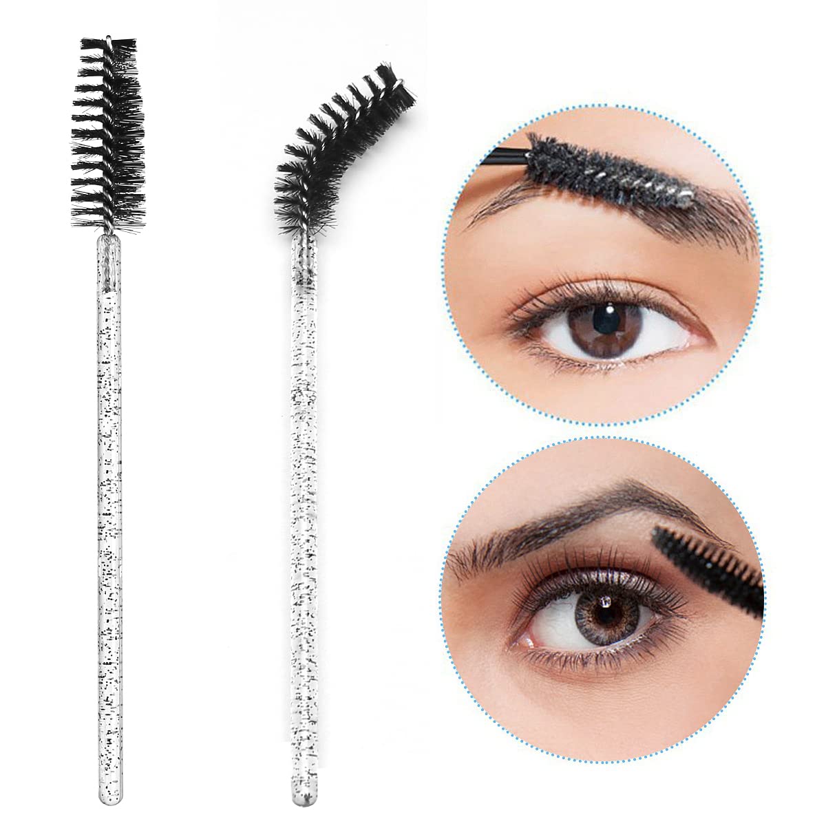 Limko Eyelash Mascara Brushes Eyelash Brush Disposable Wands Applicator Makeup Kits (50PCS-Black)