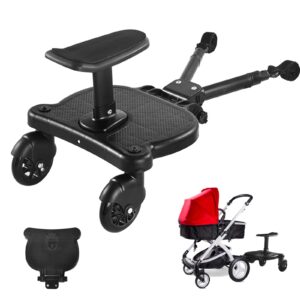 2023 new-universal stroller board with detachable seat - 2in1 sit and stand stroller glider board with standing platform for most strollers, holds children up to 55lbs (black)