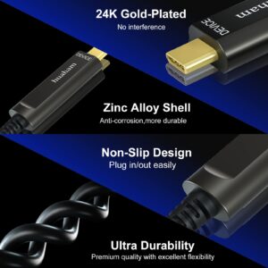 huaham USB A to USB C Fiber Optic Cable 10M/33FT, USB 3.1 Cable 10Gbps Gen2 Long Distance Transmission Slim, Ultra High Speed USB Cable for VR, Xbox, Logitech Camera, Laptop etc