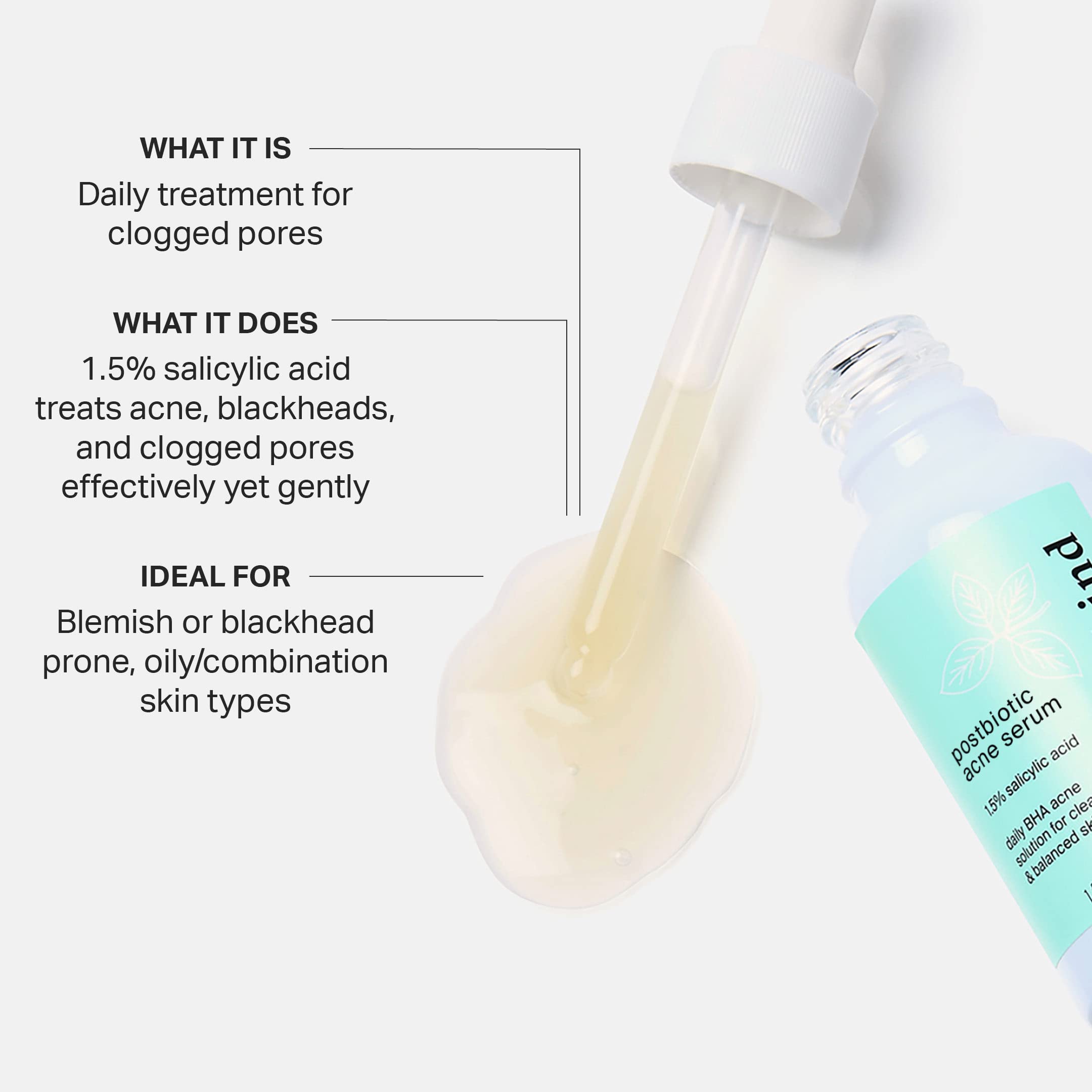 Cocokind Postbiotic Acne Serum, Salicylic Acid Serum and BHA Liquid Exfoliant - Exfoliating, Brightening and Hydrating Serum