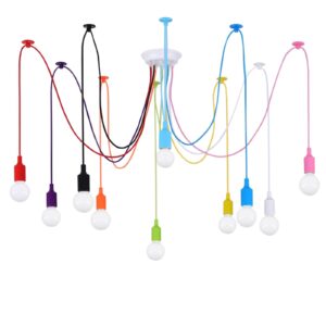 ymlii kids colorful chandelier, ceiling spider light fixture, ajustable diy pendant lamp for boys girls bedroom playroom classroom dining room,‎ e26 10 arms lights