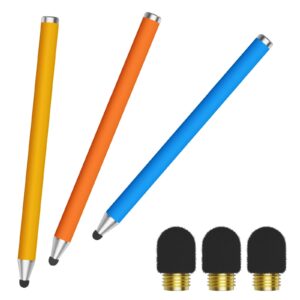 stylus pens for touch screens, stylushome carbon fiber tips stylus pencil with 3 replacement tips, universal stylus for ipad iphone tablets android kids tablets - 3 pack (yellow/blue/orange)