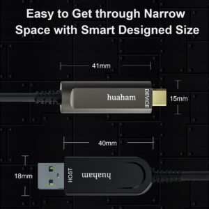 huaham USB A to USB C Fiber Optic Cable 10M/33FT, USB 3.1 Cable 10Gbps Gen2 Long Distance Transmission Slim, Ultra High Speed USB Cable for VR, Xbox, Logitech Camera, Laptop etc