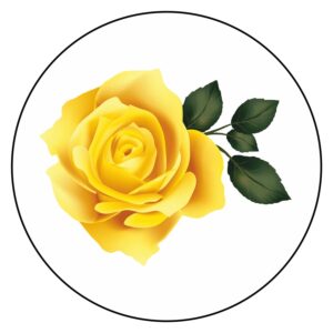 48 pcs yellow rose stickers envelope seals labels round tags, stamps sticker for gift cards, envelopes, boxes for holiday, birthday, christmas