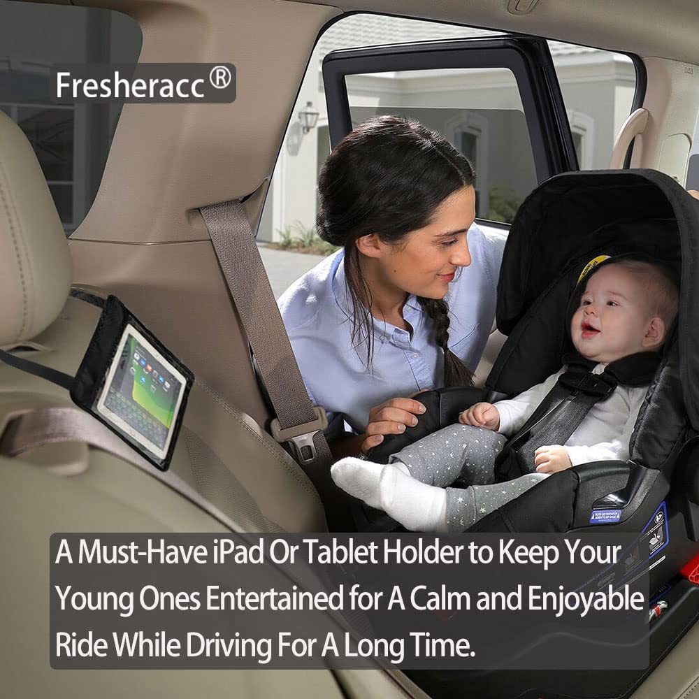 FresherAcc Car iPad Kindle Tablet Holder for Rear and Forward Facing Mirror, Car Mount Hanger Case for Vehicle Backseat Headrest Up to 10.5', Lightweight Washable and Portable (Black)