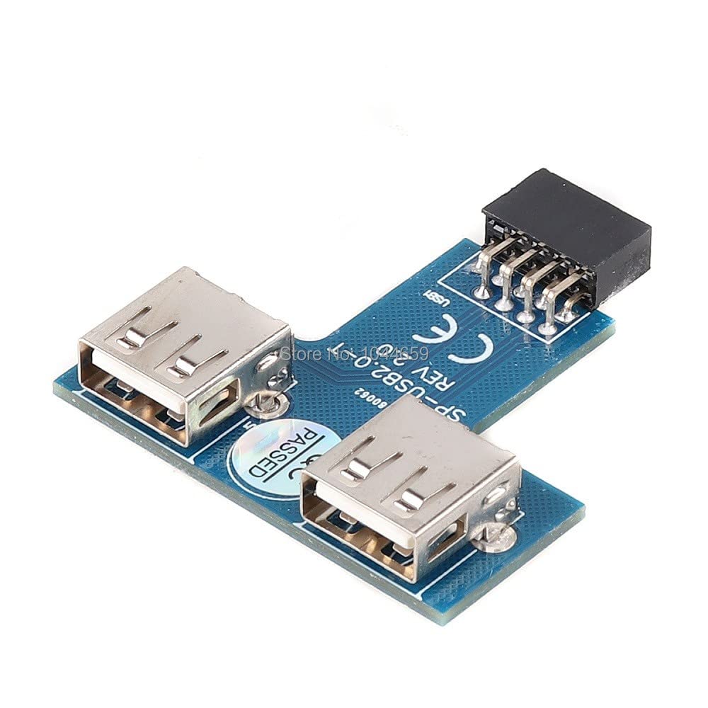 XLL PCB Board Extender Card USB HUB 9Pin PC Host Internal Motherboard USB 2.0 Hub 9Pin to 2 Port USB a Female Splitter Converter (Color:B)