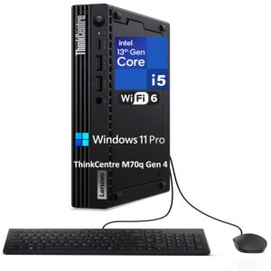 lenovo thinkcentre m70q gen 4 mff tiny 1l mini pc business desktop computer, 13th gen intel 10-core i5-13400t (beat i7-12700t), 4gb ddr4 ram, 128gb pcie ssd, wifi 6, rj45, windows 11 pro vent-hea