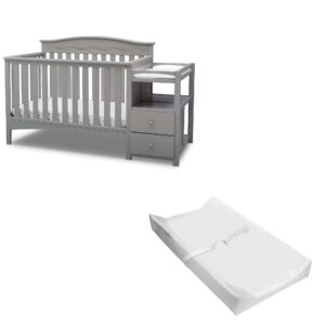 delta children birkley convertible crib n changer + changing pad and cover [bundle], grey