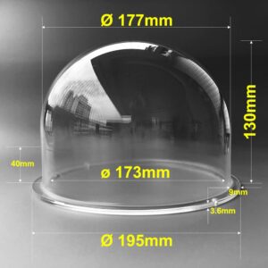 OwlCat 7.67 Inch Diameter 195mm Acrylic Glass Clear Dome Cover Heightened Surveillance Security CCTV Cameras Dome Protective Housing Transparent Case Monitor Hemisphere Shell, 195x130