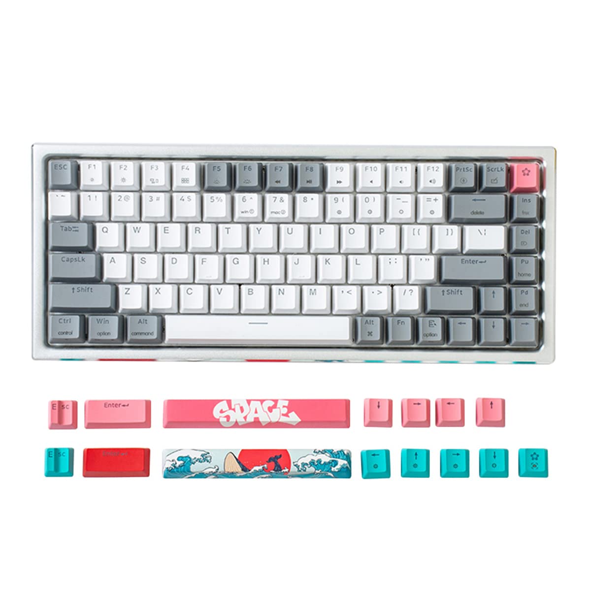 YUNZII AK84 84-Key Hot-Swappable Gaming Mechanical Keyboard with Double Shot PBT Keycaps, RGB, Aluminum Frame for Mac Windows (Gateron Blue Switch, Silver)