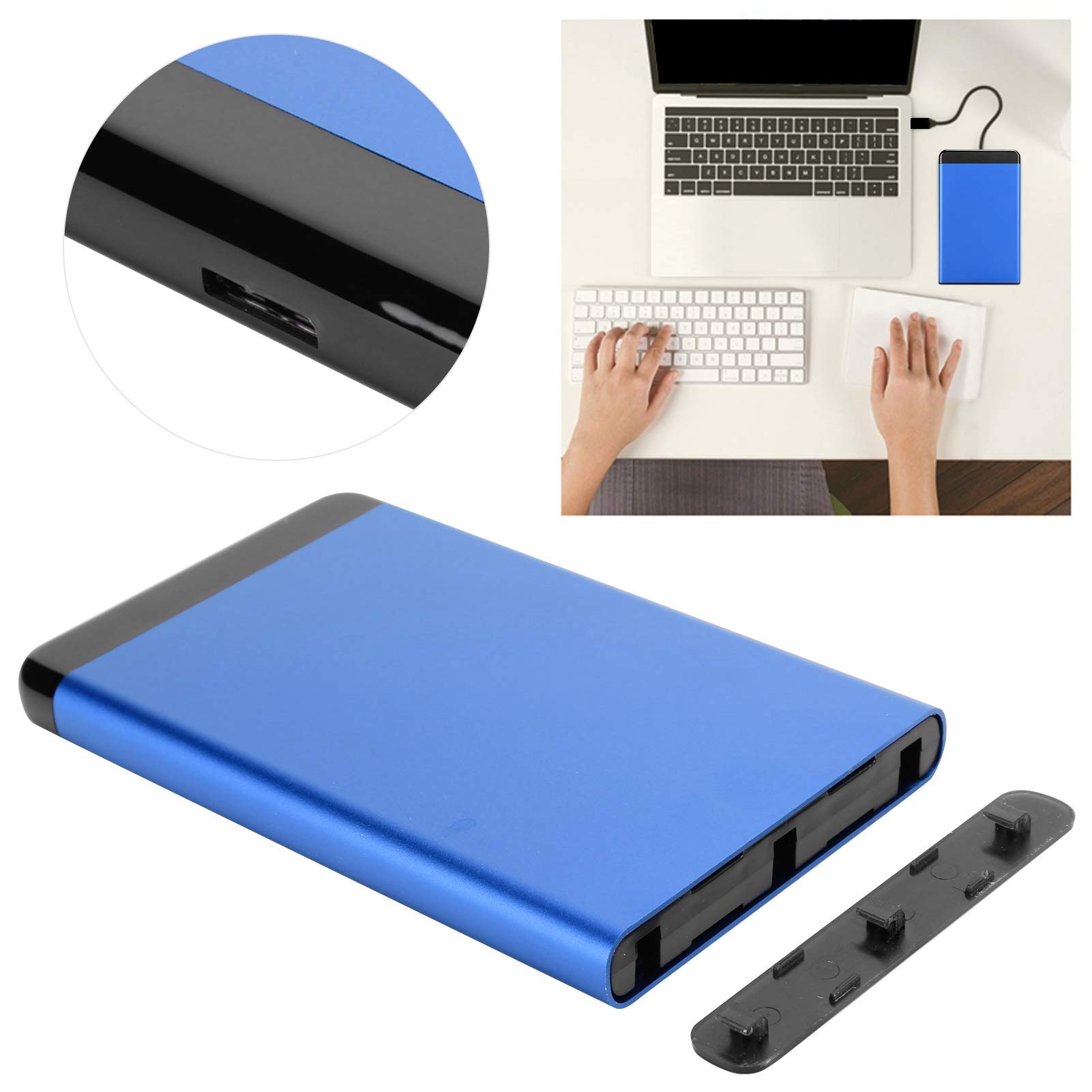 Portable Hard Disk Box, USB3.0 Mobile Hard Disk Box, Aluminum Alloy Disk Box Mobile Hard Disk Box, 2.5in SSD/ SATA Aluminum Alloy Enclosure 8TB for Outdoor Working Laptop