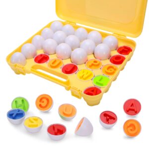 gbayle letters matching eggs 26pcs abc toys alphabet educational color & shape recognition sorter puzzle skills study toys easter montessori gift